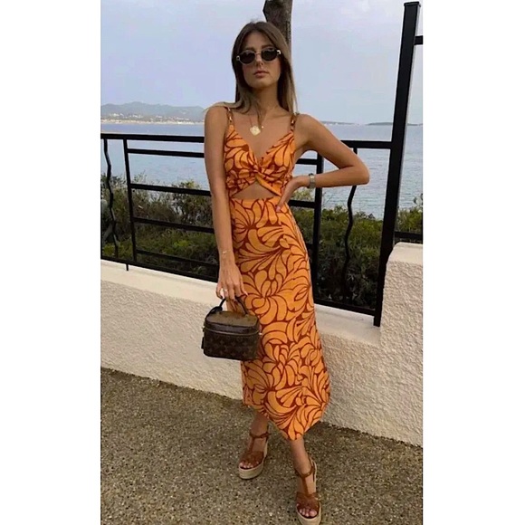 Zara | Dresses | Zara Rustorange Chain Strap Midi Dress | Poshmark